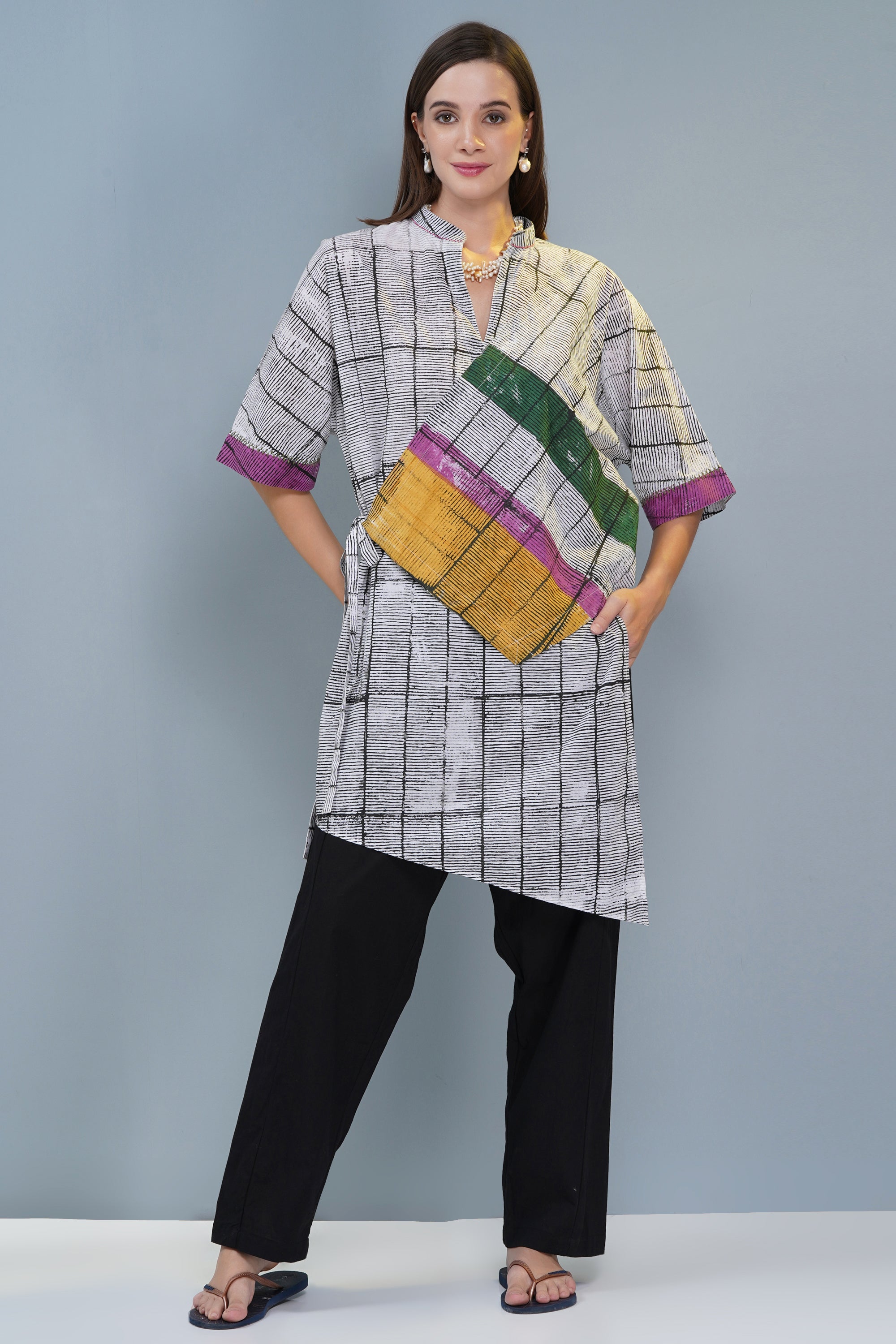 Block Print Tie-Up Tunic Set | PamaWomen – pamawomen